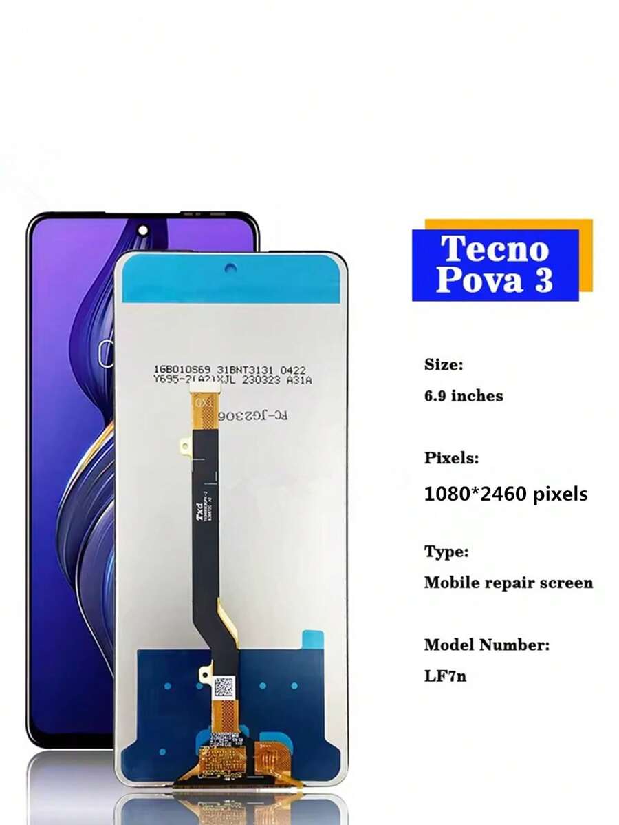 6.9英寸高品質 Tecno Pova 3 LF7n LCD屏幕與觸摸屏數字化組件顯示完整更換LCD丨 SHEIN香港