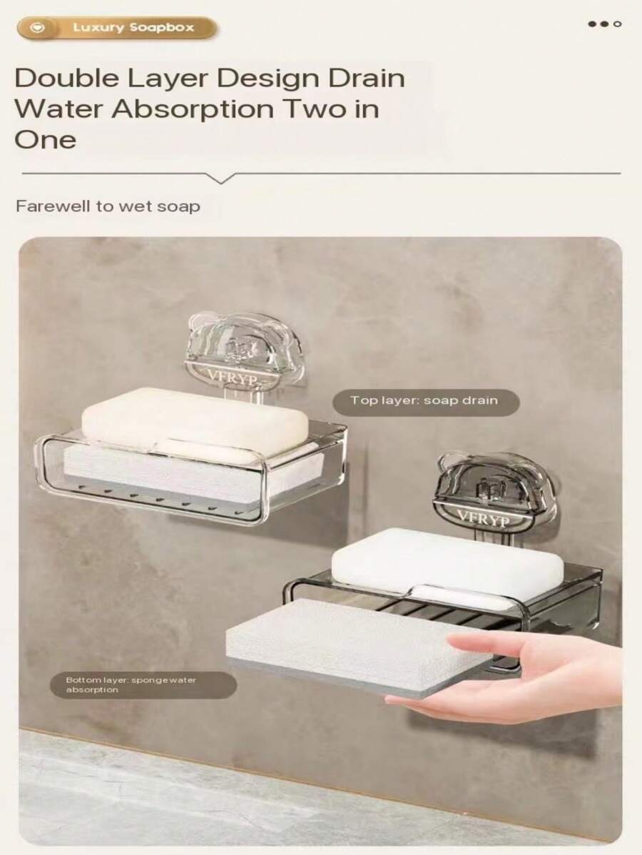 Premium Self-Adhesive Soap Holder With Drainage Tray, No Drilling ...