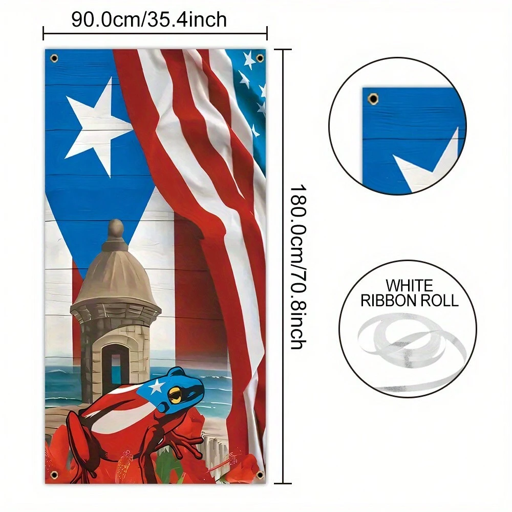 1pc, Puerto Rico Flag Toad Door Cover Banner,Puerto Rico Toad Porch ...