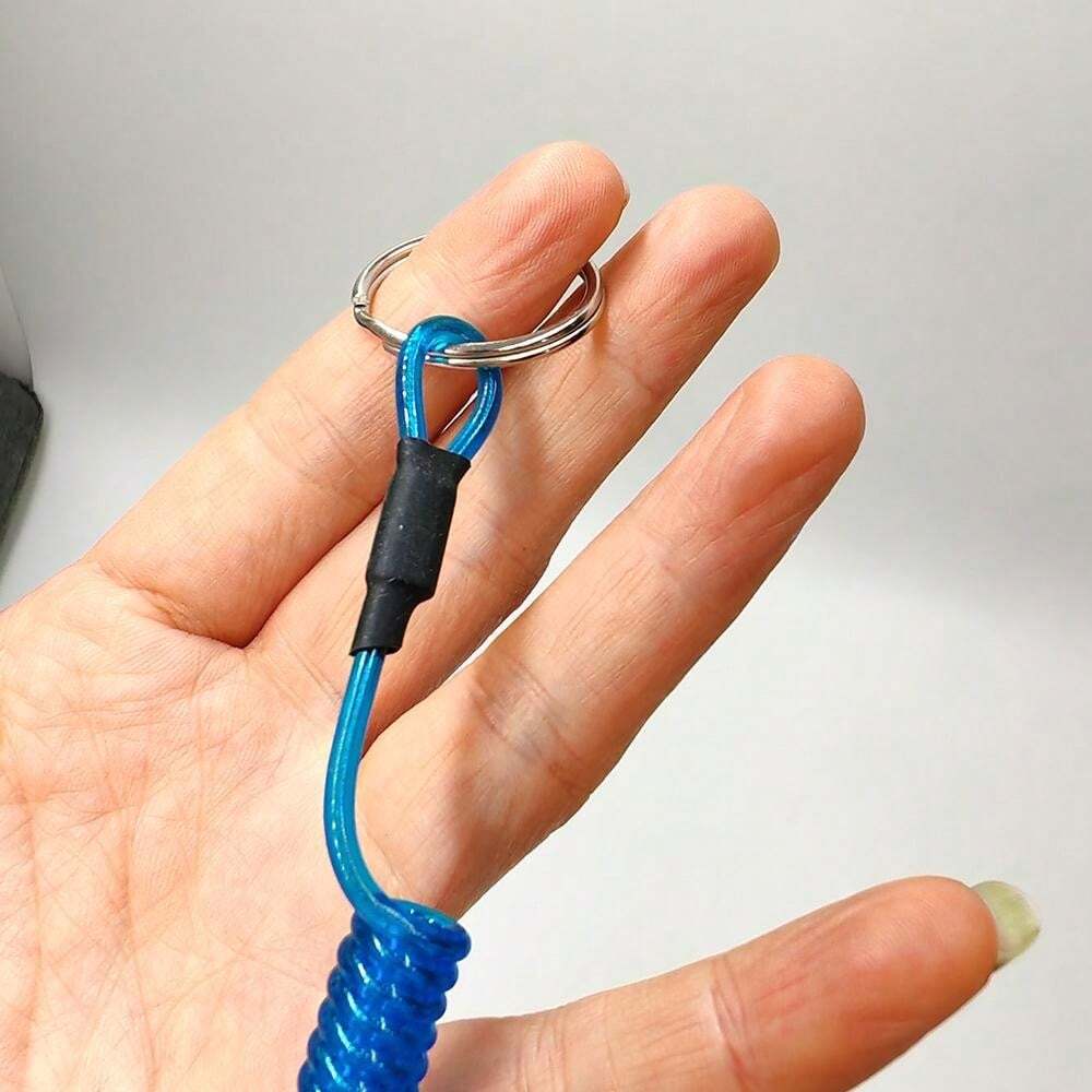 Outdoor Retractable Coiled Steel Wire Lanyard, Anti-Lost Key Chain ...