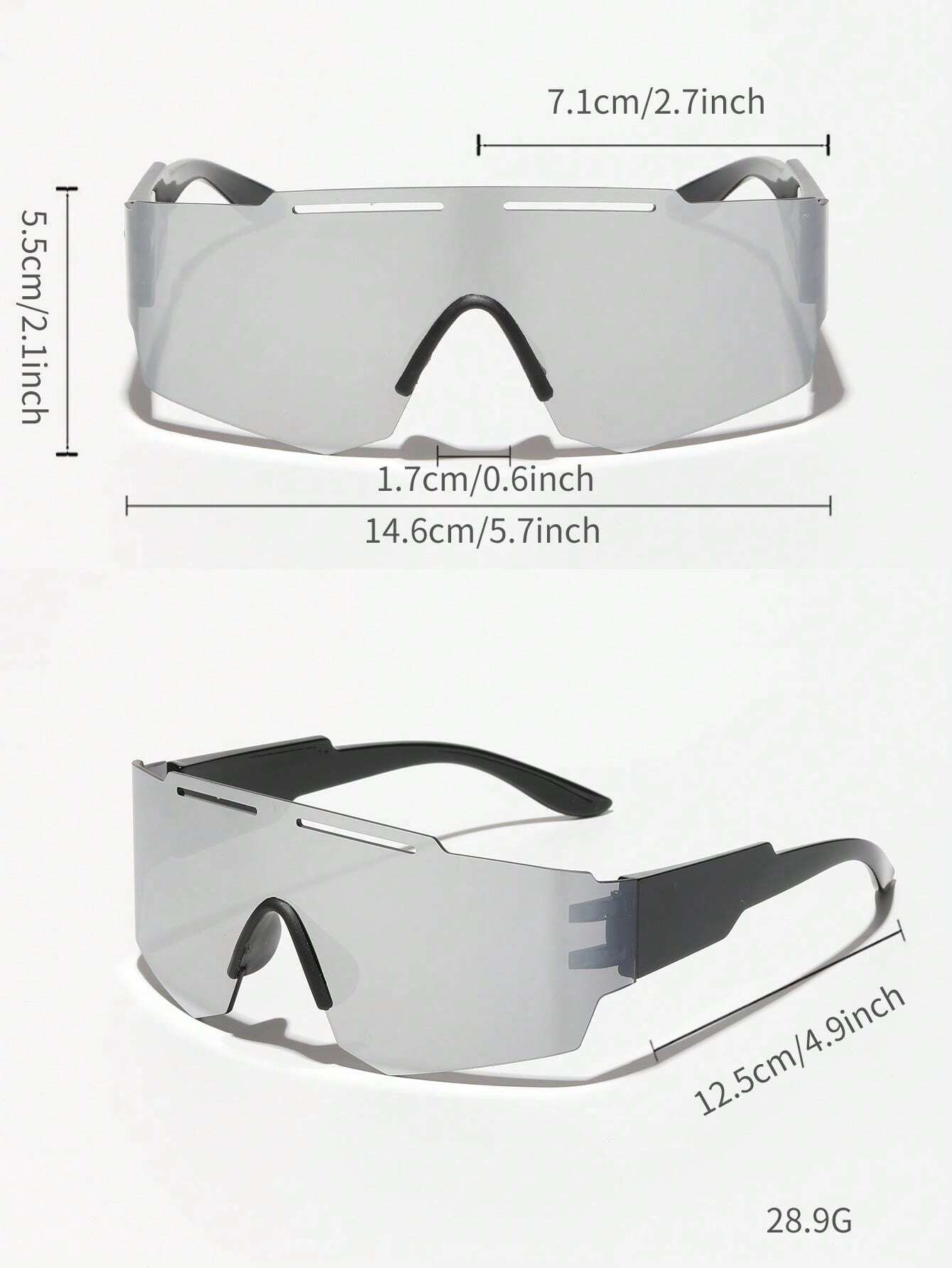 1pc Flat Top Frameless Perforated Cycling Eyewear Multisport Design Y2K ...