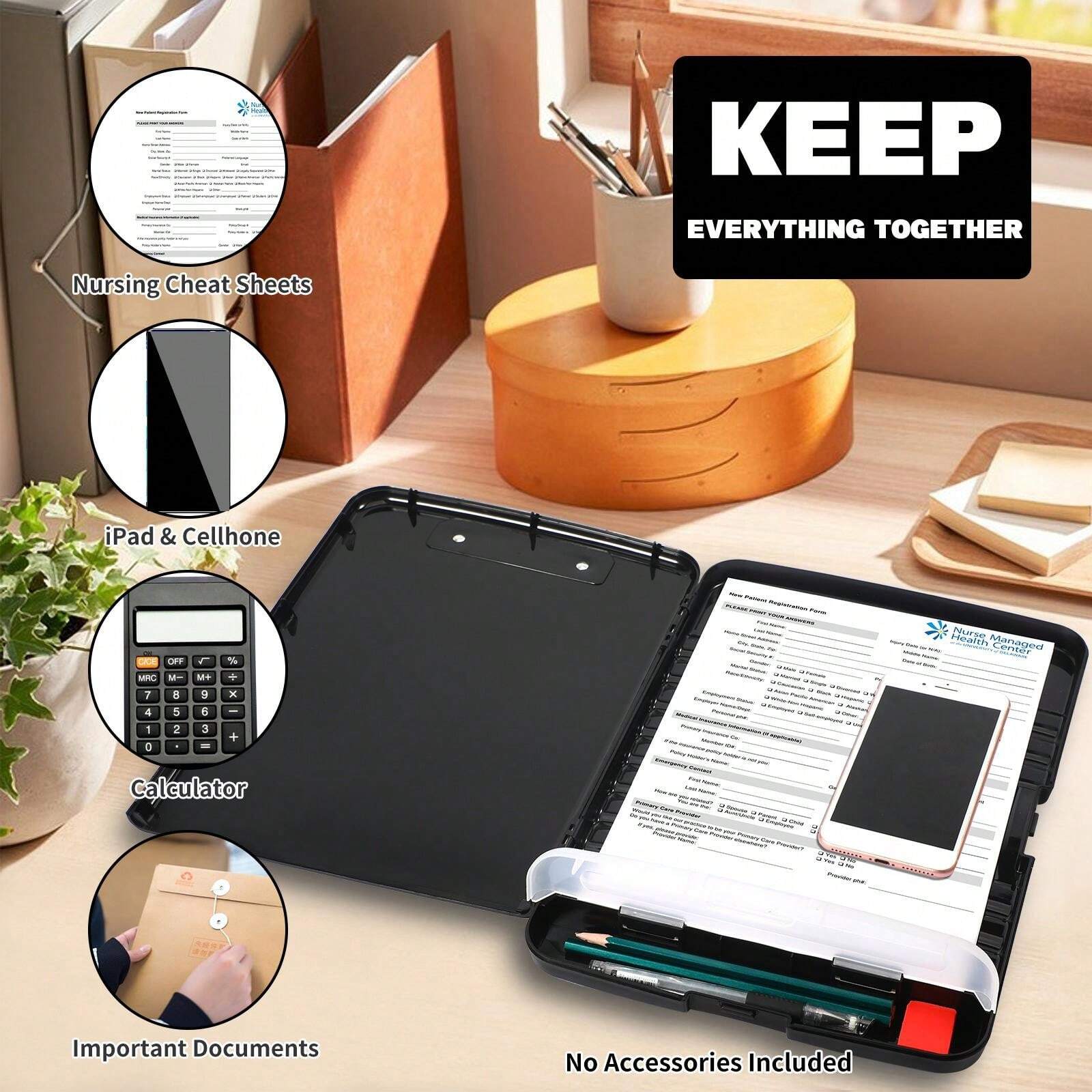 1pc Clipboard With Storage, A4 Plastic Clipboards With Pen Holder, High ...