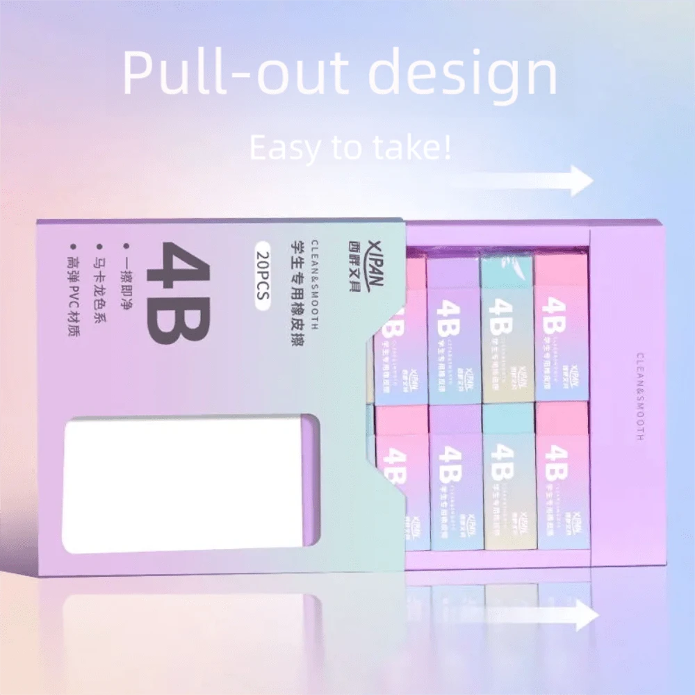 20pcs/Set Of Macaron -Colored 4B Rubber Rubbing, Rectangular Shape, PVC ...