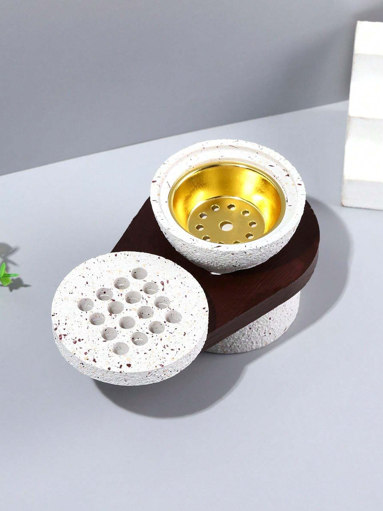 1pc Half-Sphere Stone Patterned Resin Incense Burner, Suitable For Home ...