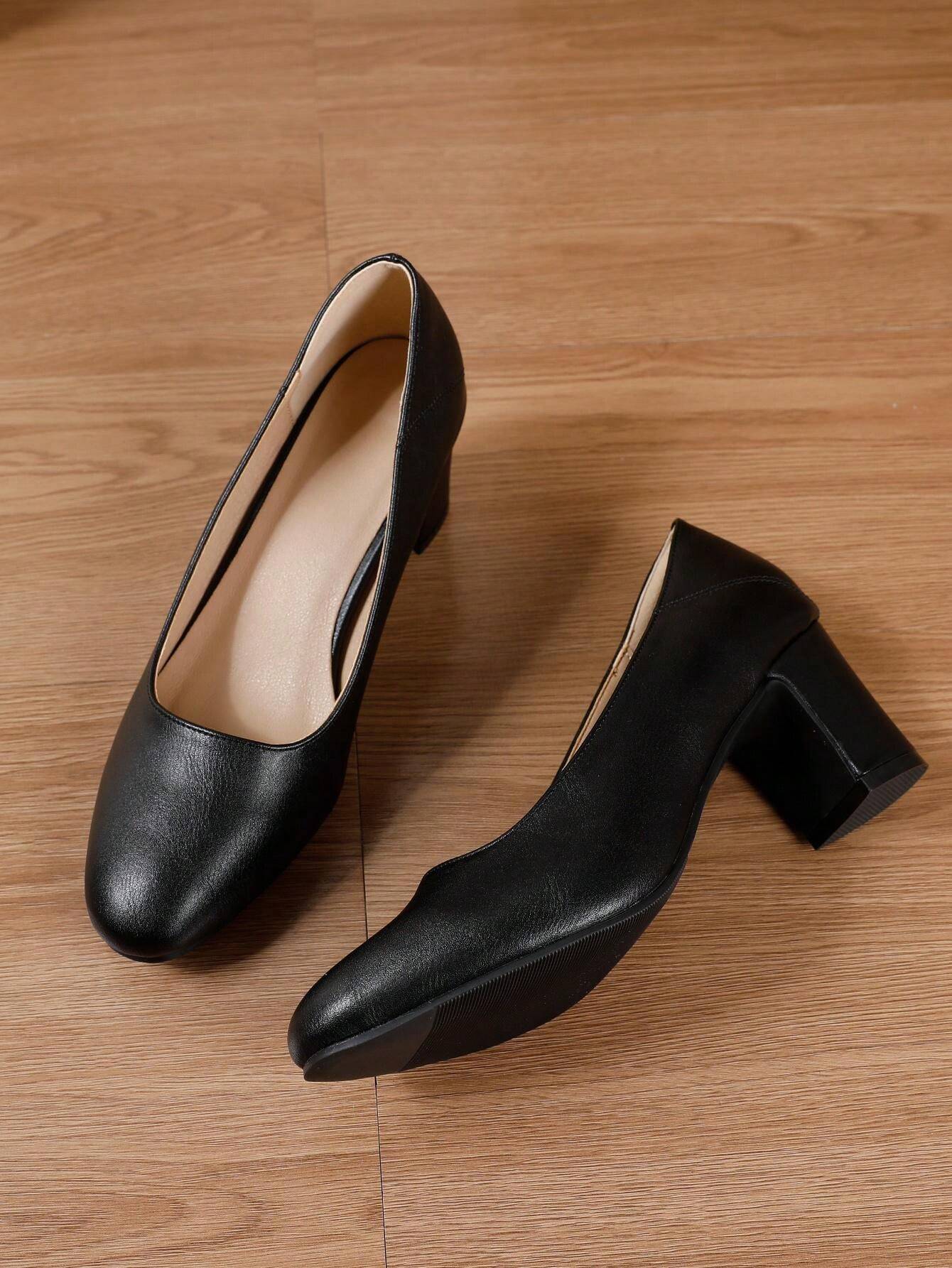 2024 New Trendy Black Leather Women's Dress Shoes, Small Size, Suitable ...