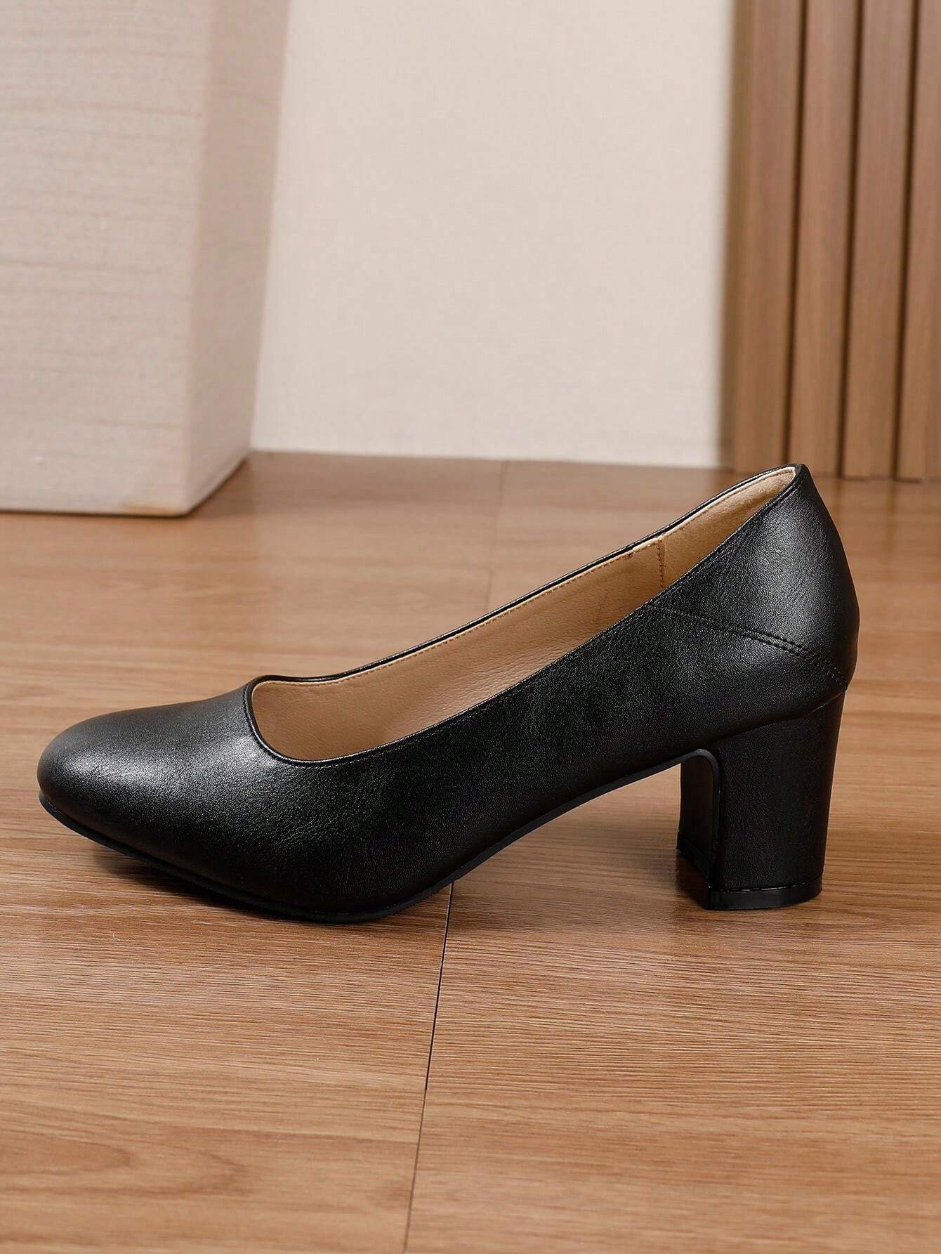 2024 New Trendy Black Leather Women's Dress Shoes, Small Size, Suitable ...