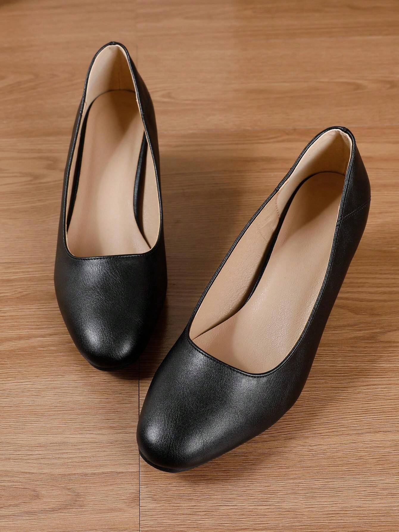 2024 New Trendy Black Leather Women's Dress Shoes, Small Size, Suitable ...
