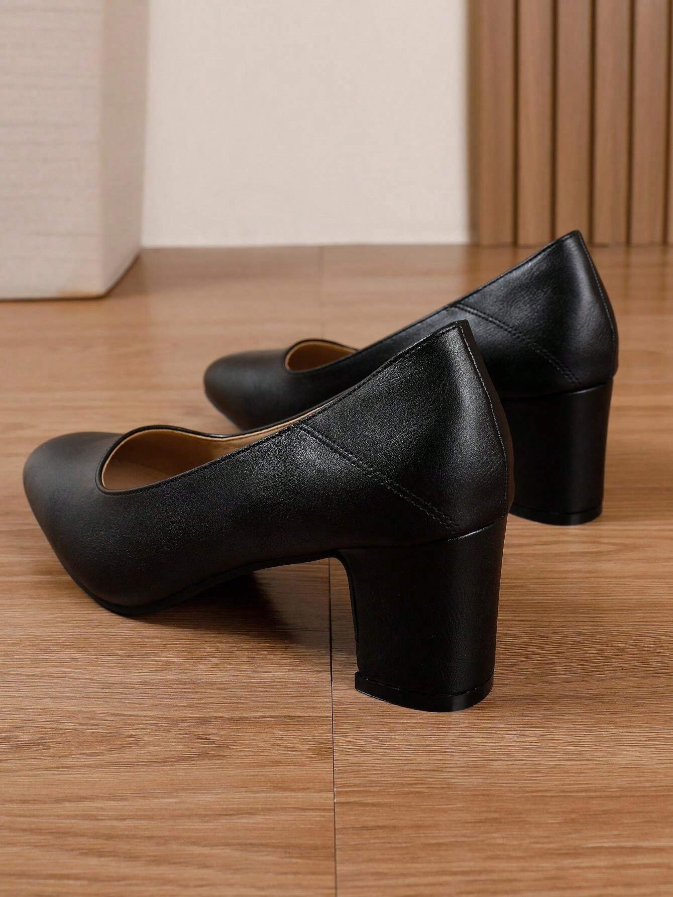 2024 New Trendy Black Leather Women's Dress Shoes, Small Size, Suitable ...