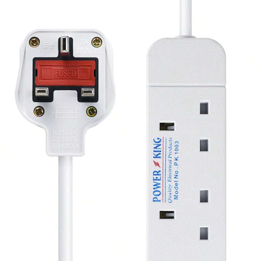 1pc British Standard Plug With 4 AC Electrical Sockets 220-240V 13A, 3m ...