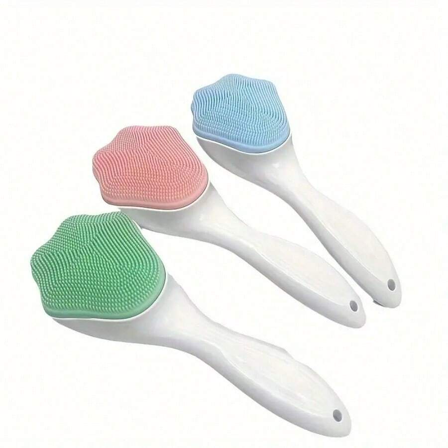 Silicone Facial Cleansing Brush, Long Handle Face Wash Tool With Soft ...