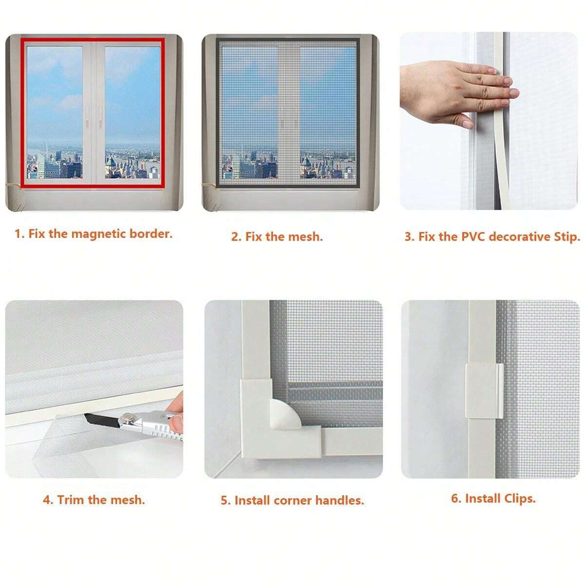 Magnetic Window Screen Adjustable DIY Window Net Screens Mesh Max 39 ...