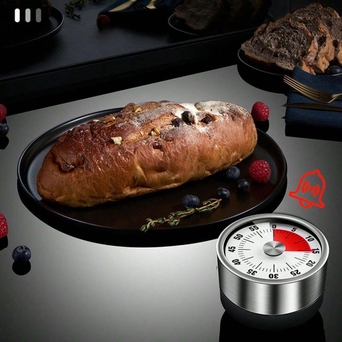 Temporizador de cozinha de aço inoxidável com ímã e display visual ...