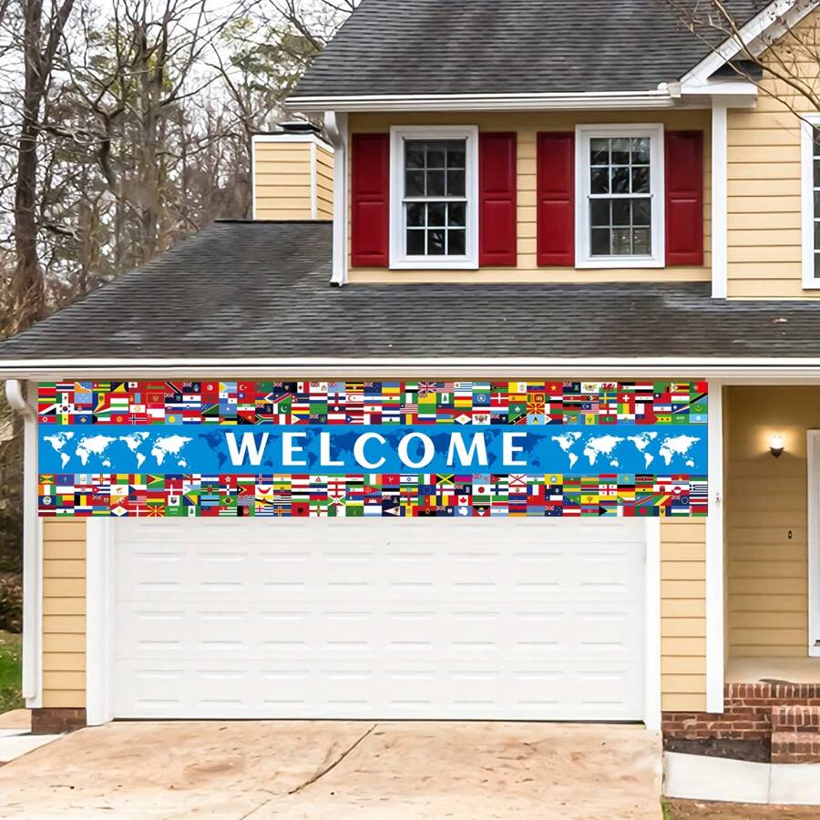 1 Pc International Decorations Yard Banner Large International Welcome ...