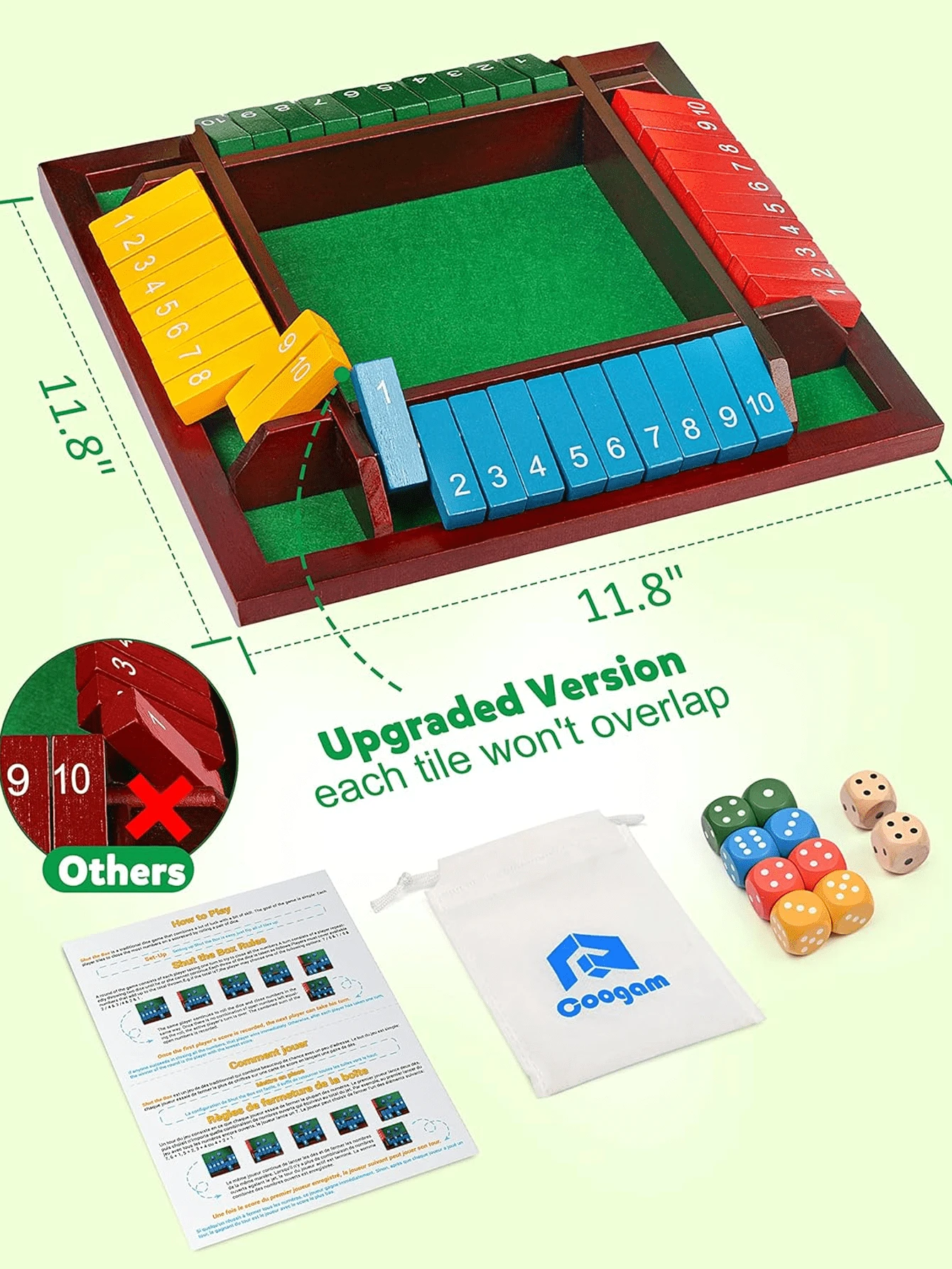 Dice Game Board Math Number Game For Family Bar 1-4 Players With 8 ...