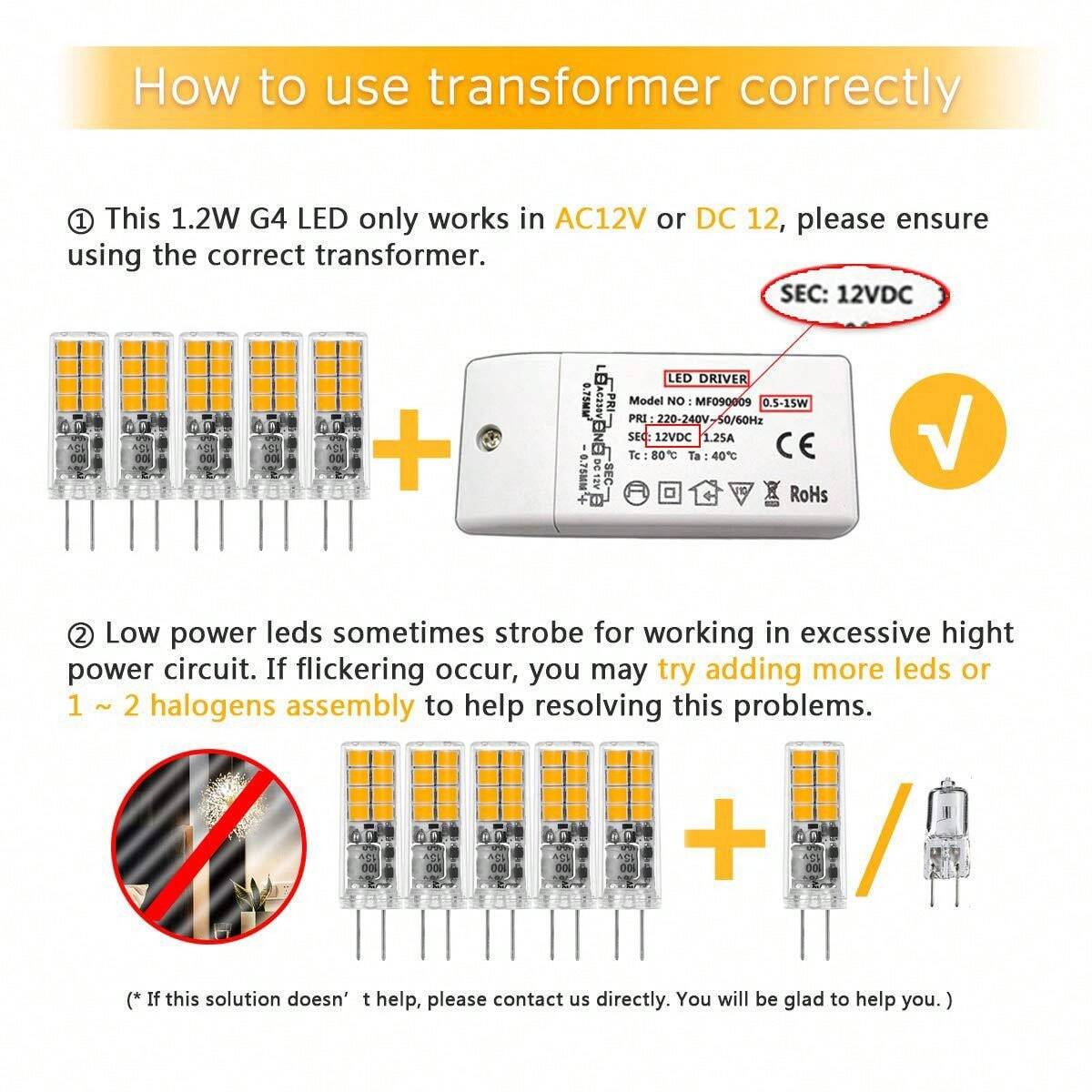 Conjunto de 10 bombillas LED G4 con base JC bi-pin de 1W-1.2W y 12V, reemplazo de bombilla ...
