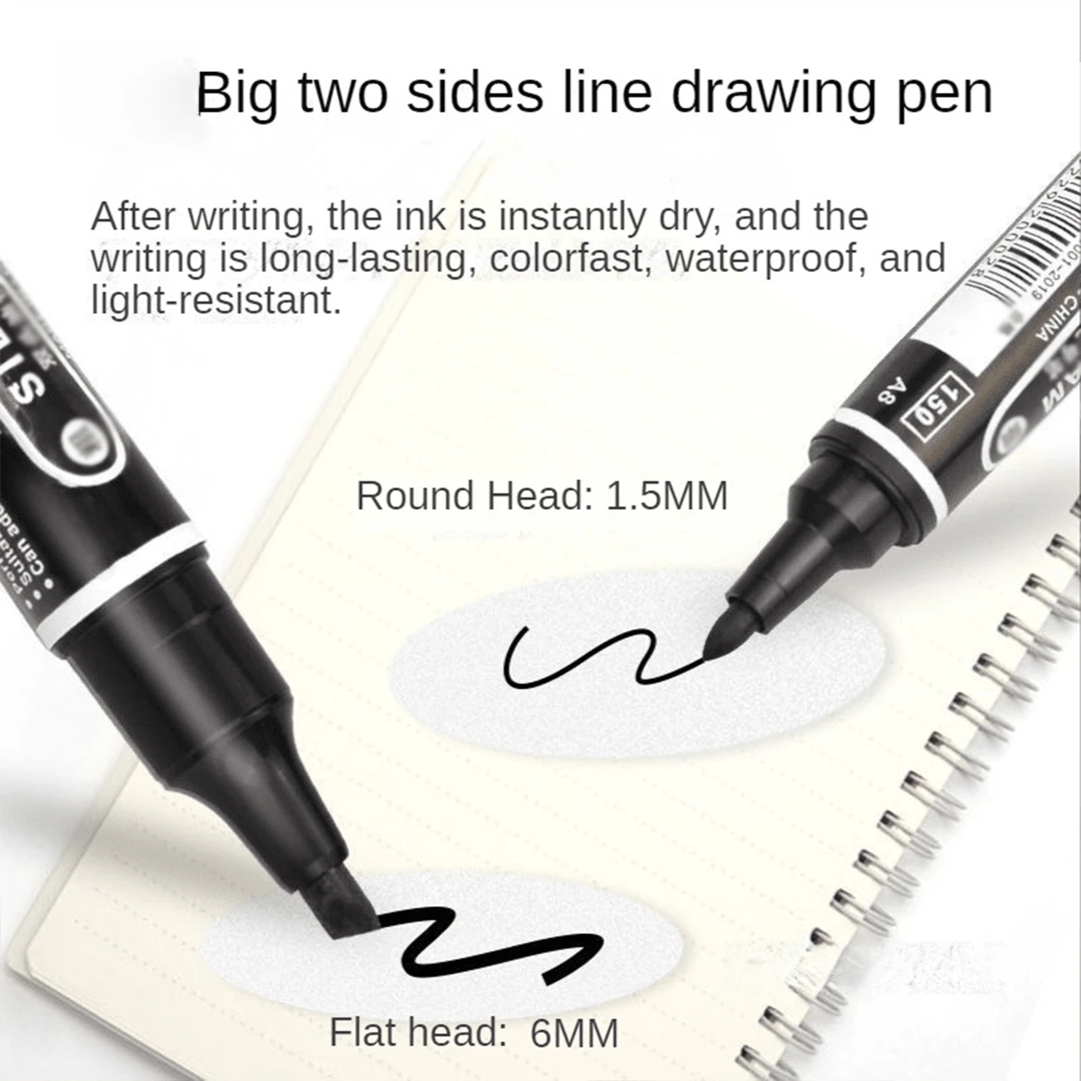 Dual-Tip Oil-Based Marker Pen, Black Color, Bold And Fine Tips ...