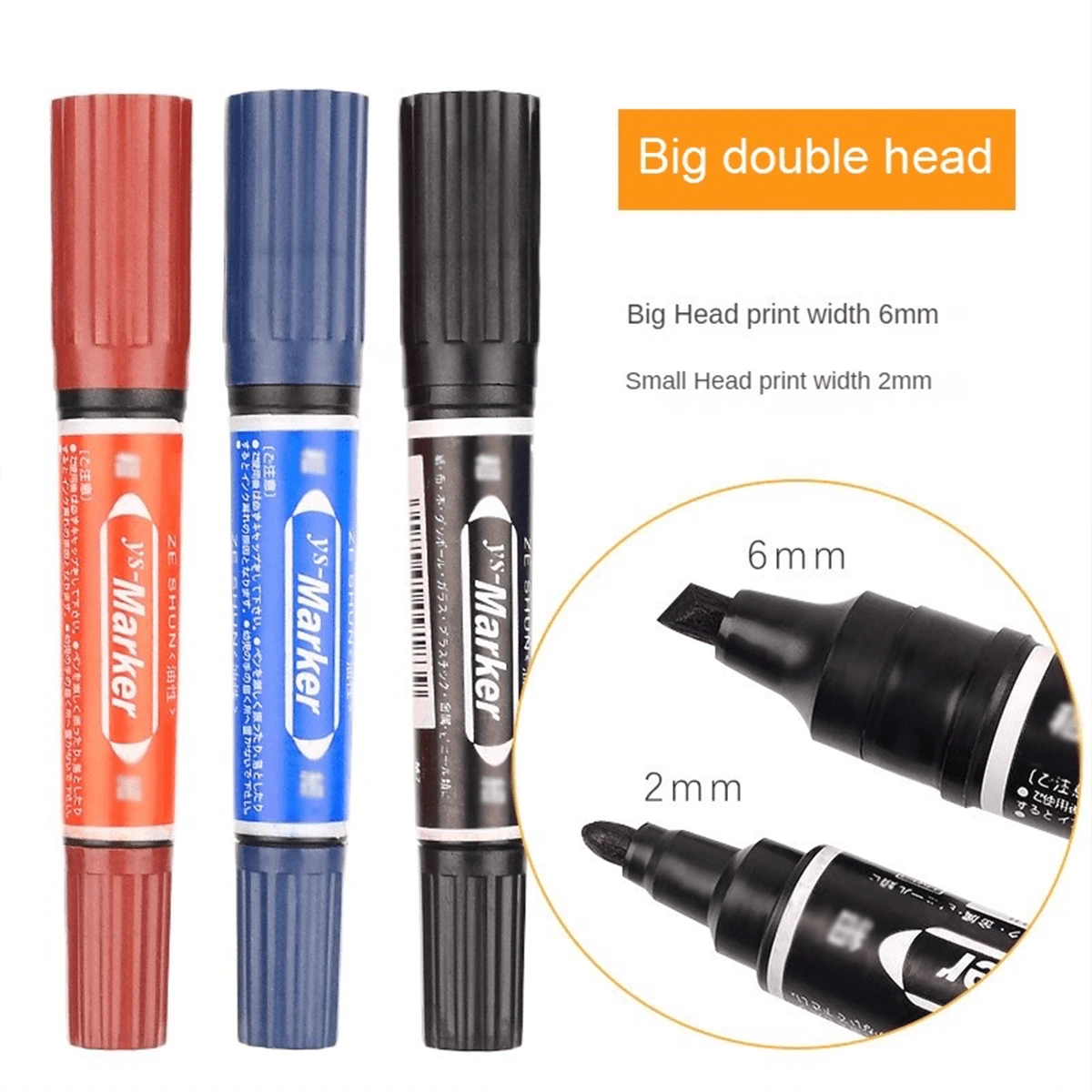 Dual-Tip Oil-Based Marker Pen, Black Color, Bold And Fine Tips ...
