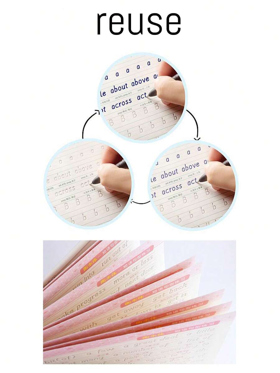 1pc Notebook + 5pcs Refills + 1pc Pen Grippers, English Italic 3D ...