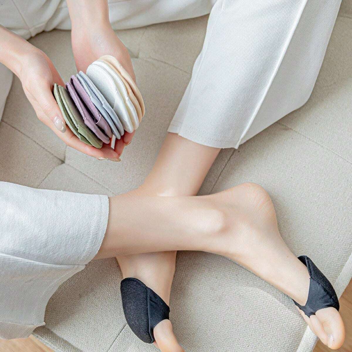 10 Pairs Women's Summer Invisible Toe Half Socks With Moisture ...