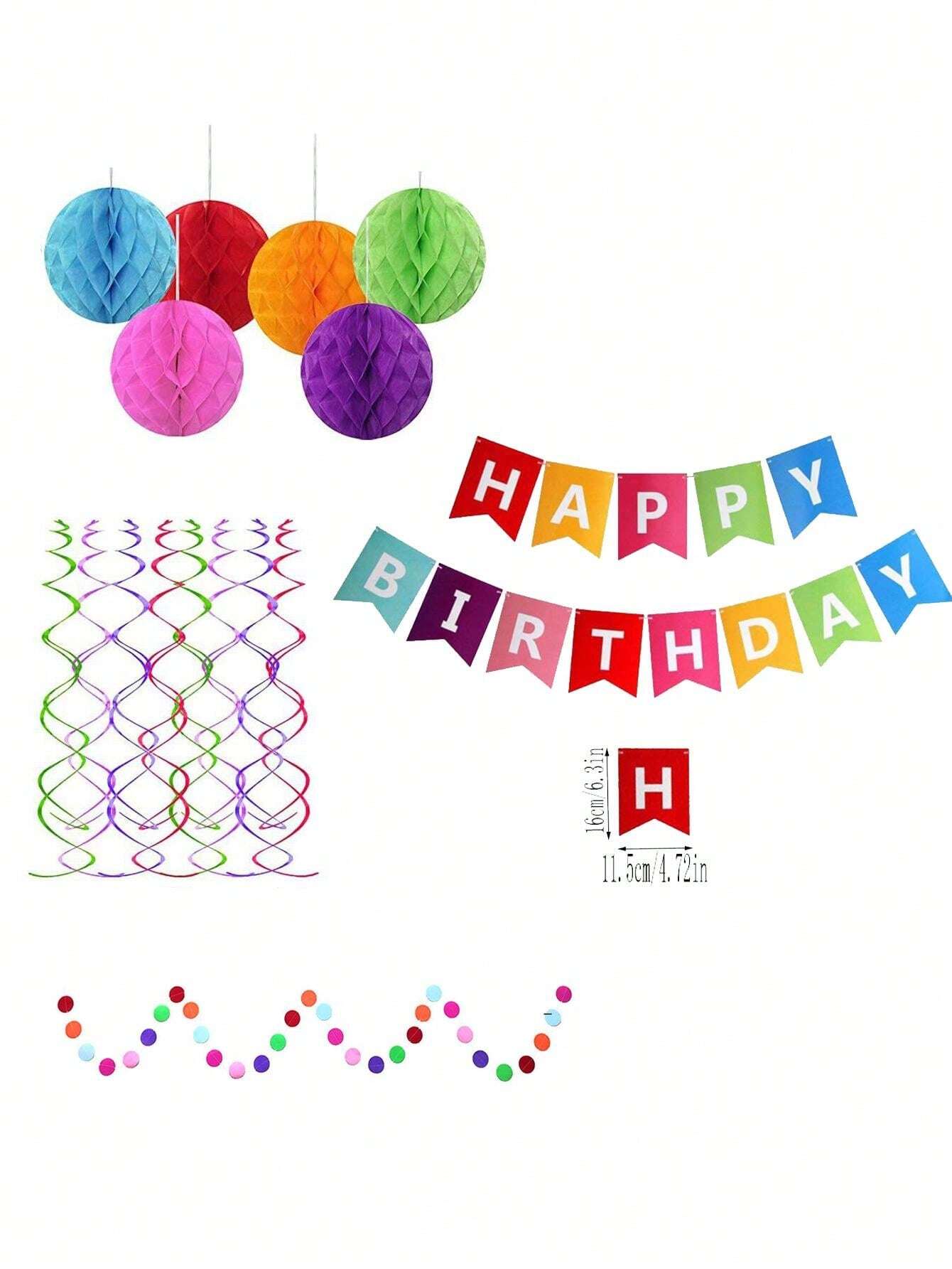 26pcs Birthday Party Decorations Set Including Birthday Banner, Spiral ...