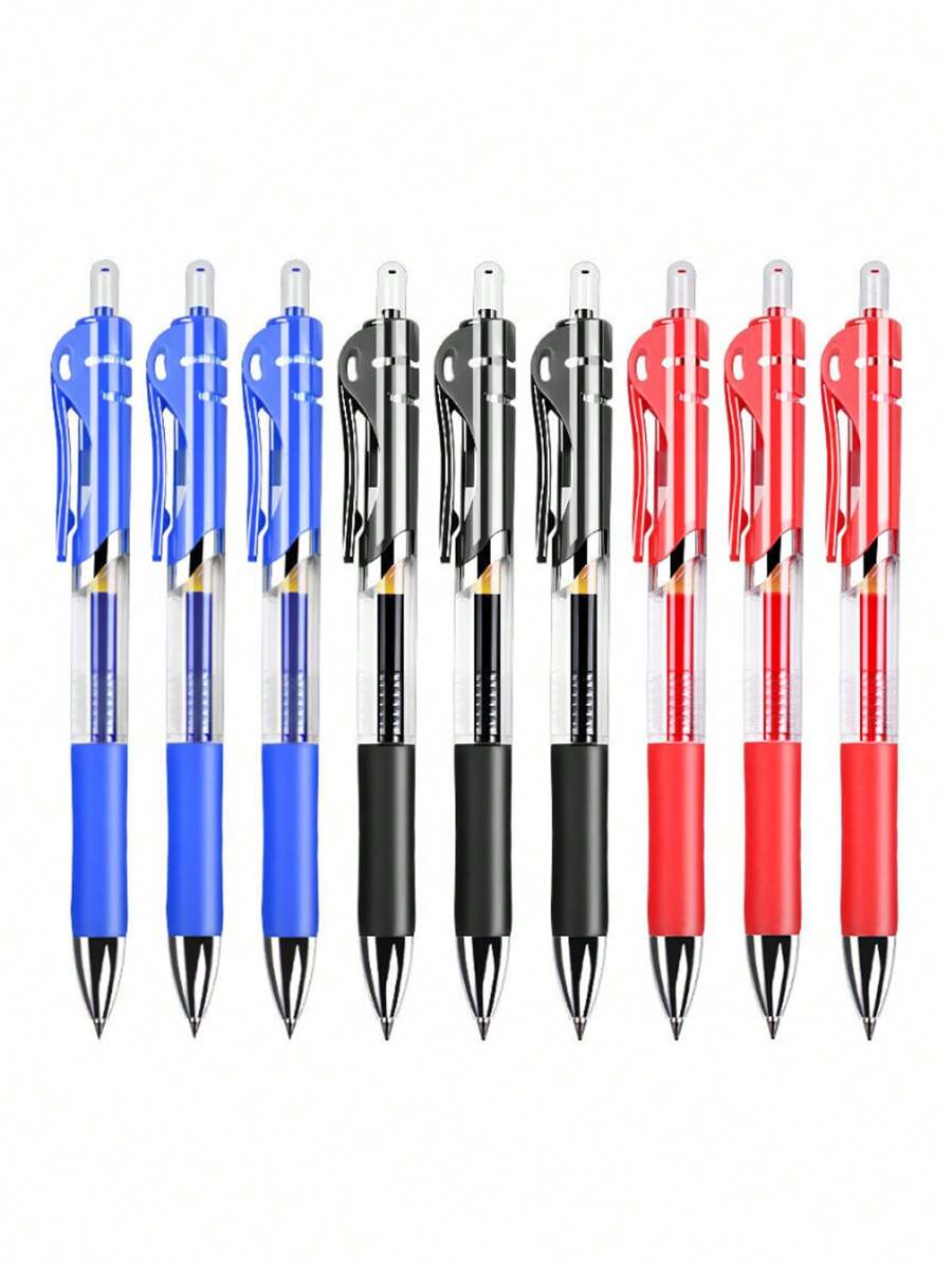 15pcs/Set (6pcs Three-Color Pen + 9pcs Three-Color Refill) 0.5mm Bullet ...