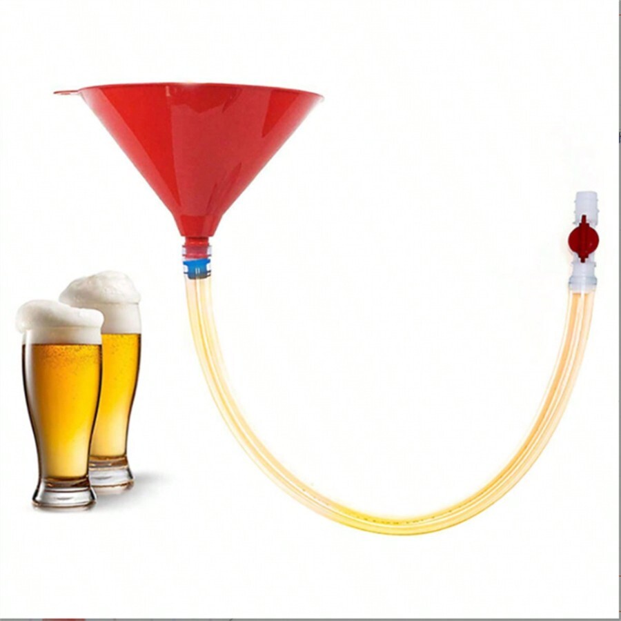 1pc Transparent Red Single-Head Beer Funnel - Valve To Control Liquid ...