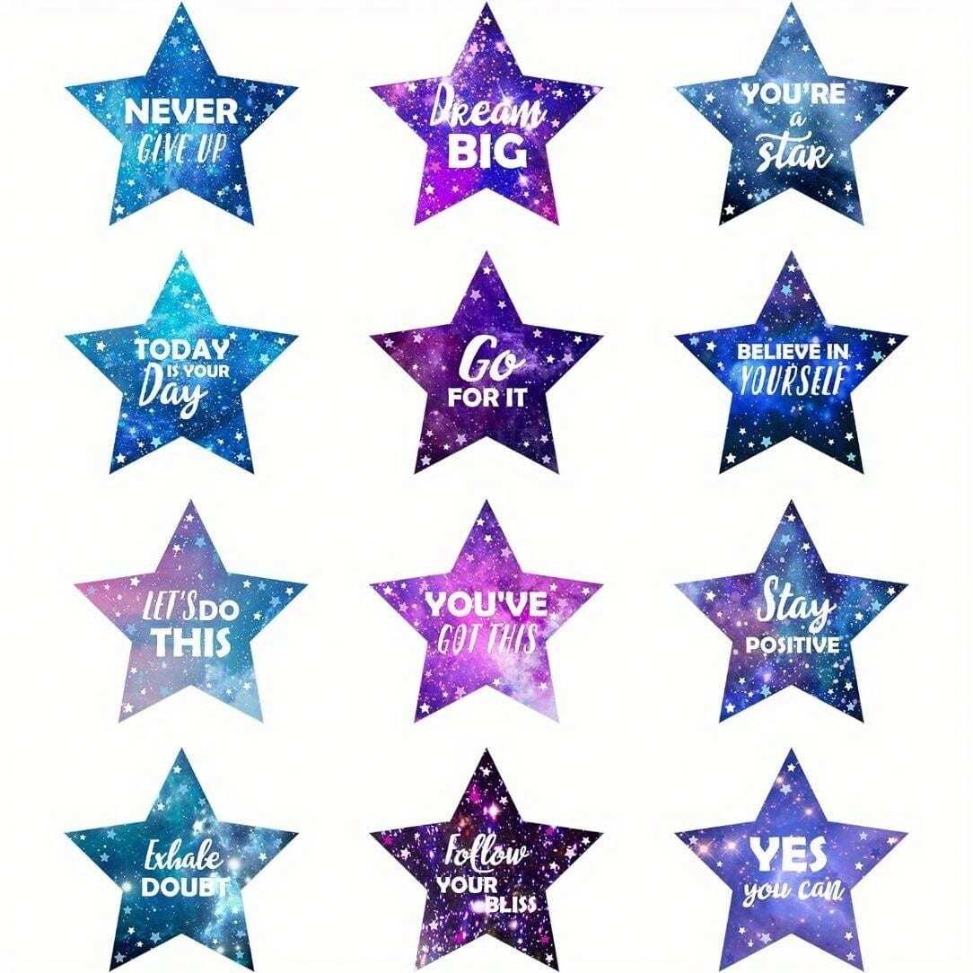 Set Of 12 Stars Motivational Bulletin Board Classroom Party Decorations ...