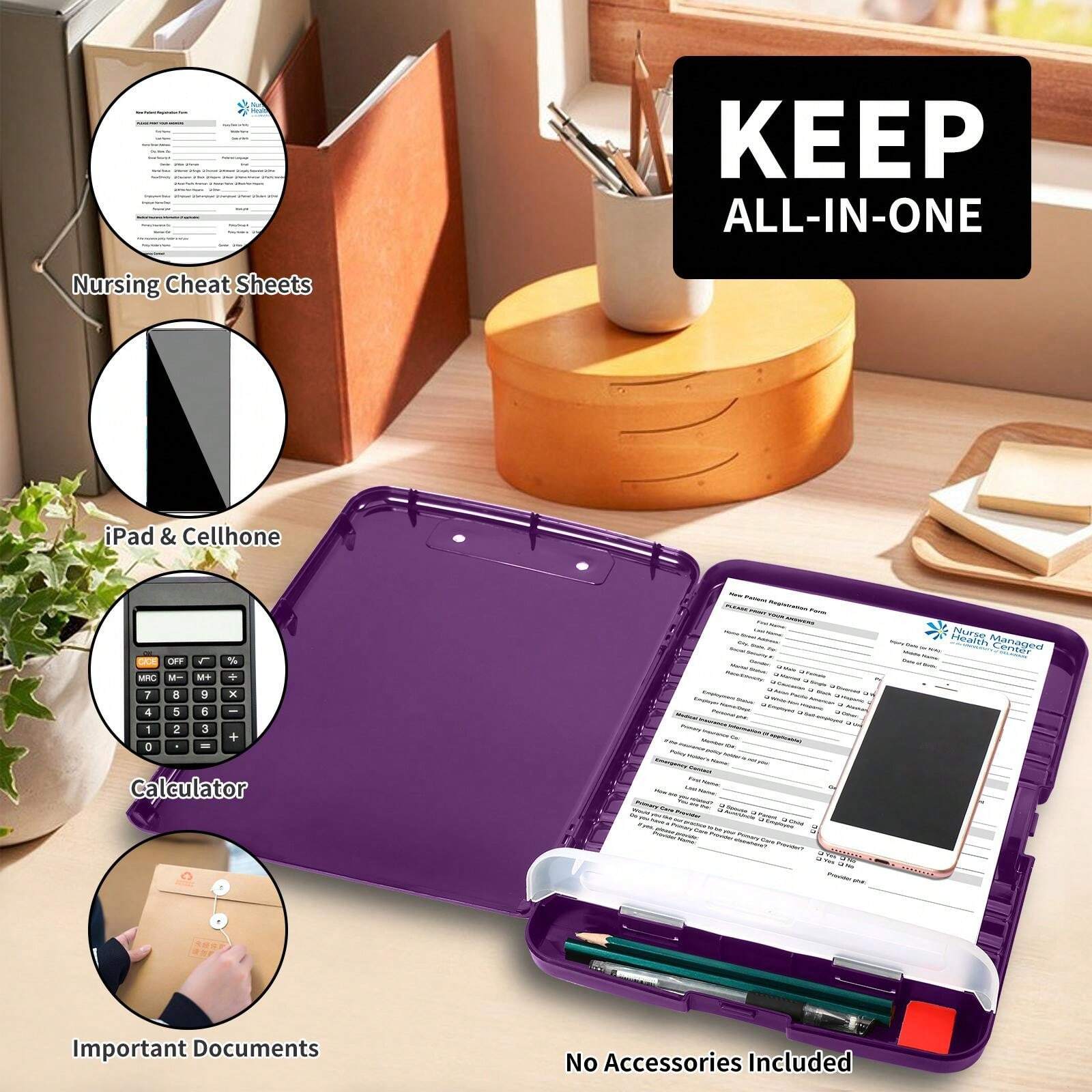 1pc Clipboard With Storage, A4 Plastic Clipboards With Pen Holder, High ...