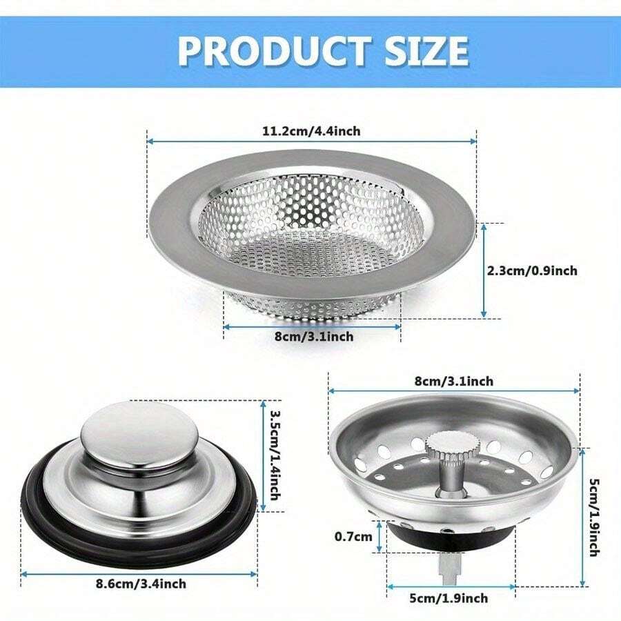 3pcs Kitchen Sink Stopper, Filter Garbage Disposal Stopper, Stainless ...