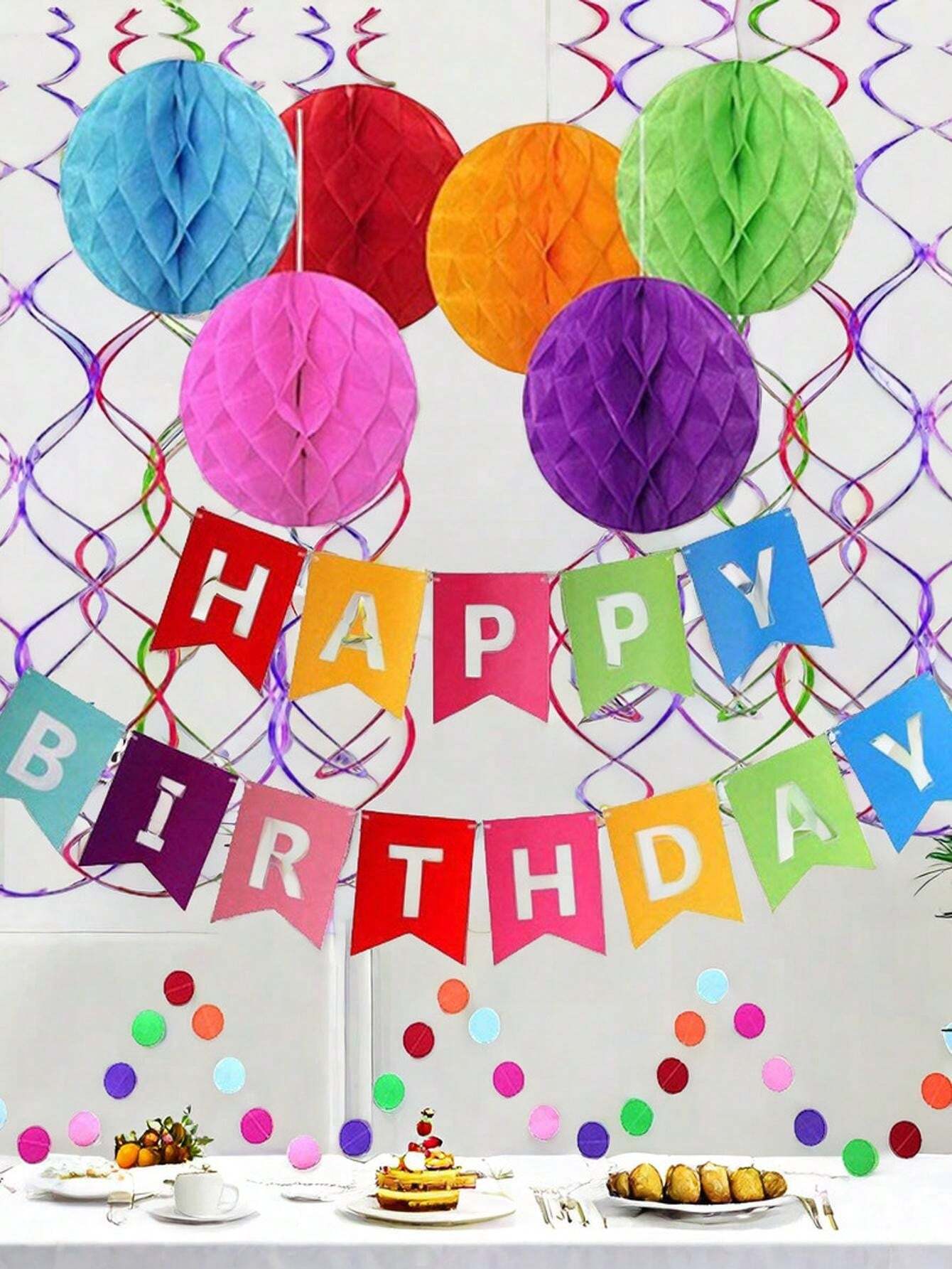 26pcs Birthday Party Decorations Set Including Birthday Banner, Spiral ...