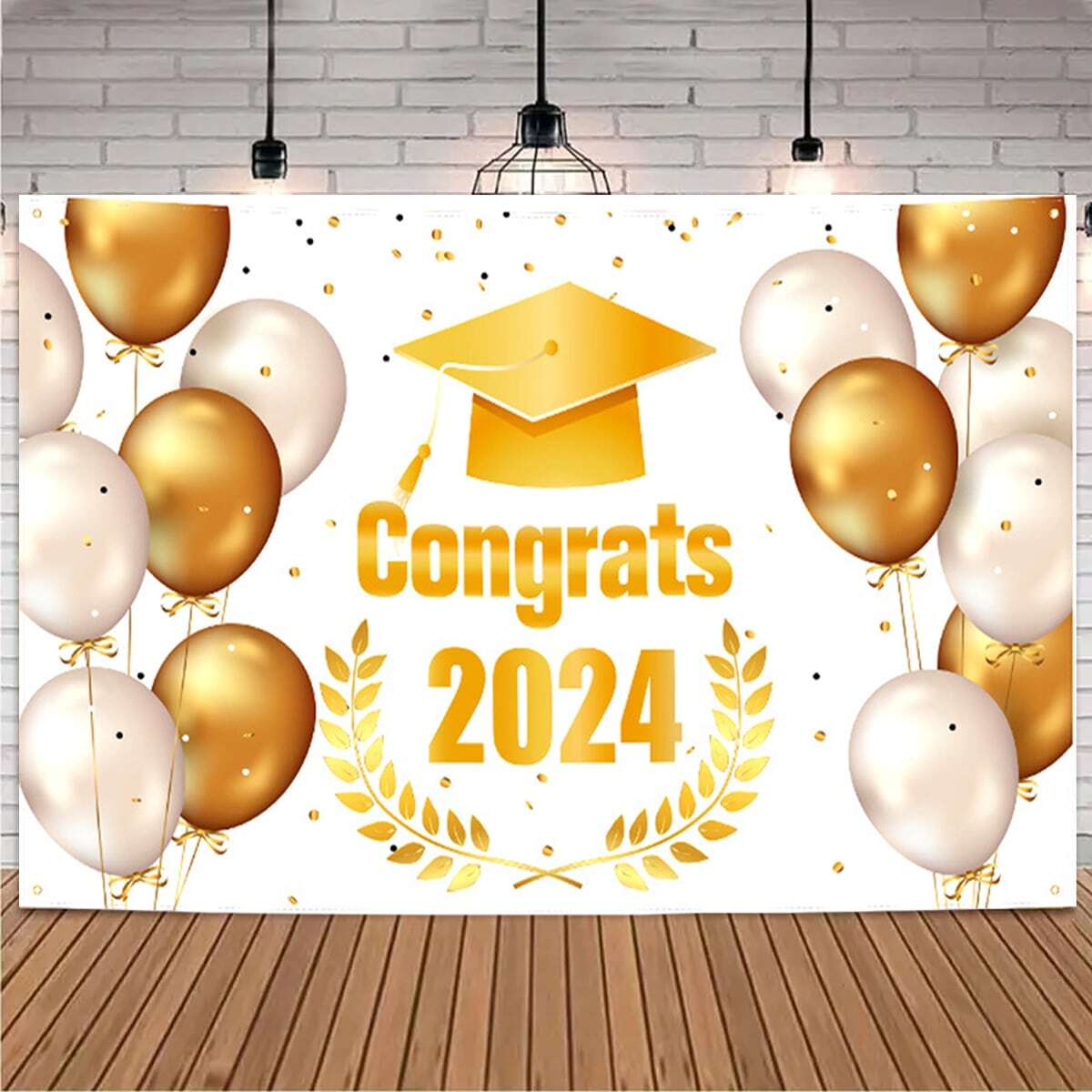 Class Of 2024 Graduation Backdrop Black Gold Glitter Large Graduation ...