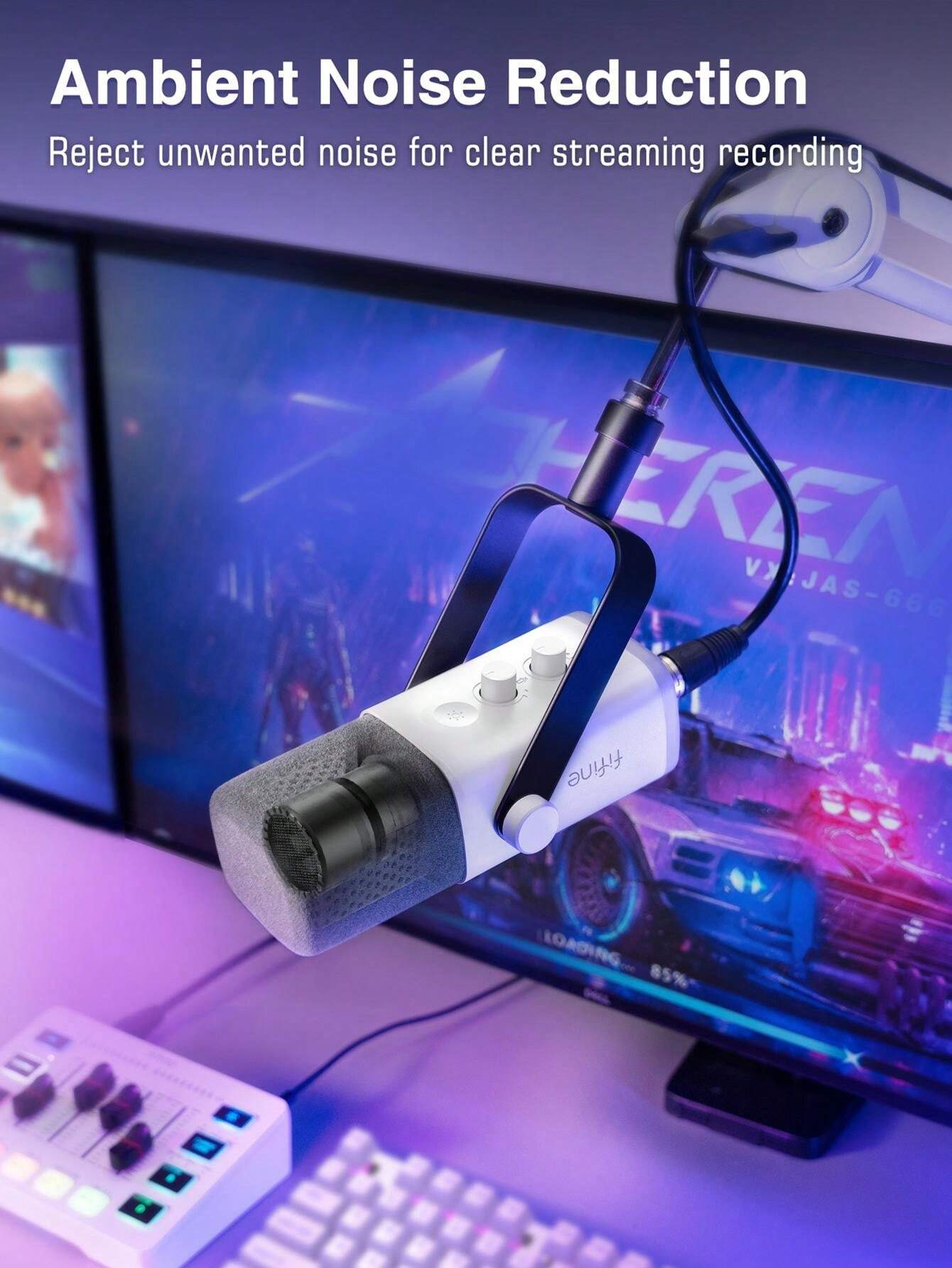 Fifine FIFINE USB/XLR Dynamic Microphone With Monitoring Headphone Jack ...