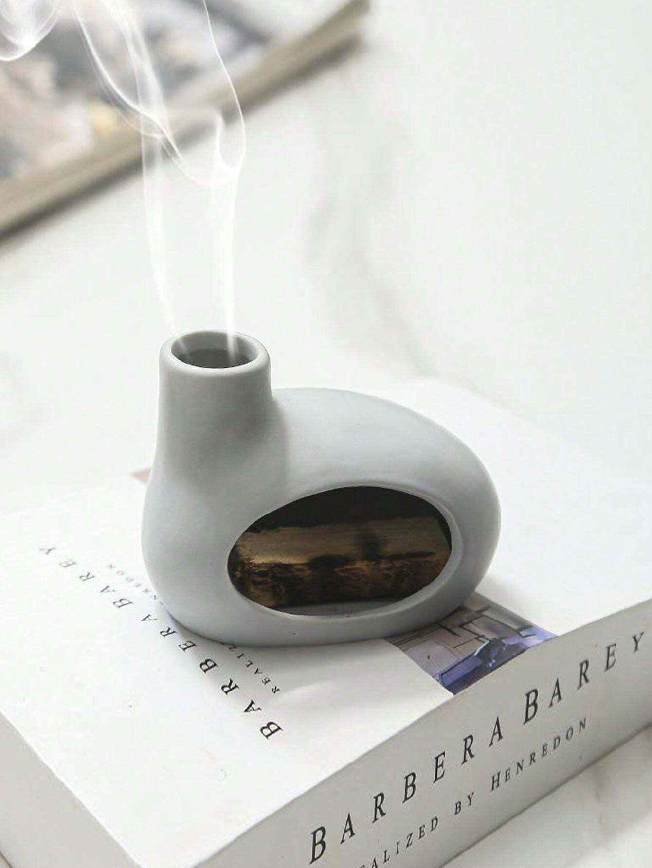 1pc Ceramic Tiny House Incense Burner With Sandalwood Incense Cones ...
