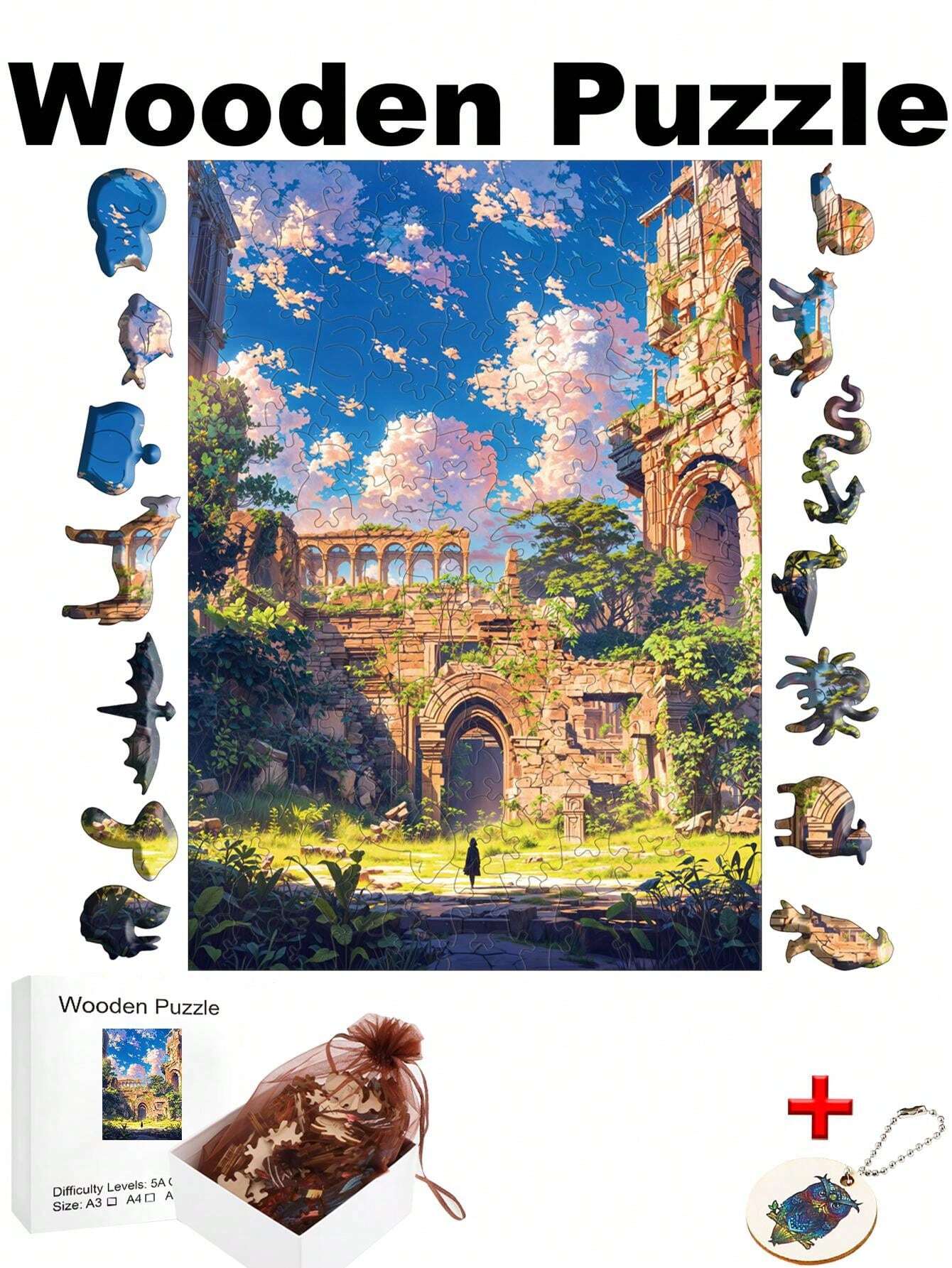 1pc Wood Animal Puzzle (Rectangle Shaped) With Colorful Waterfall ...