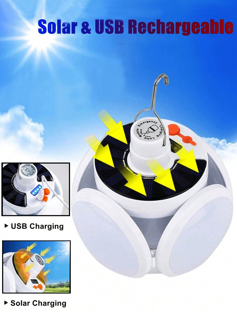1pc White Solar Powered Football Lamp With USB Charging, Solar & USB ...