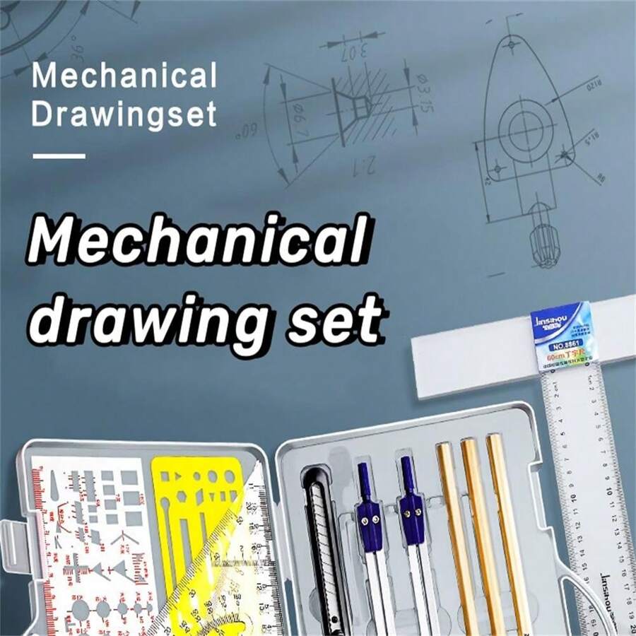 20 Piece Mechanical Drawing Tool Set Compass Professional Drawing ...
