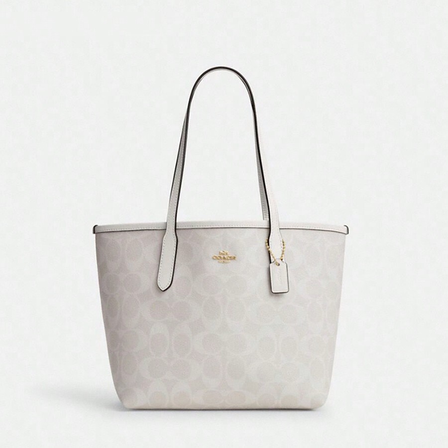 Coach Small City Tote Bag In Signature Canvas Women Shoulder Bag Casual ...