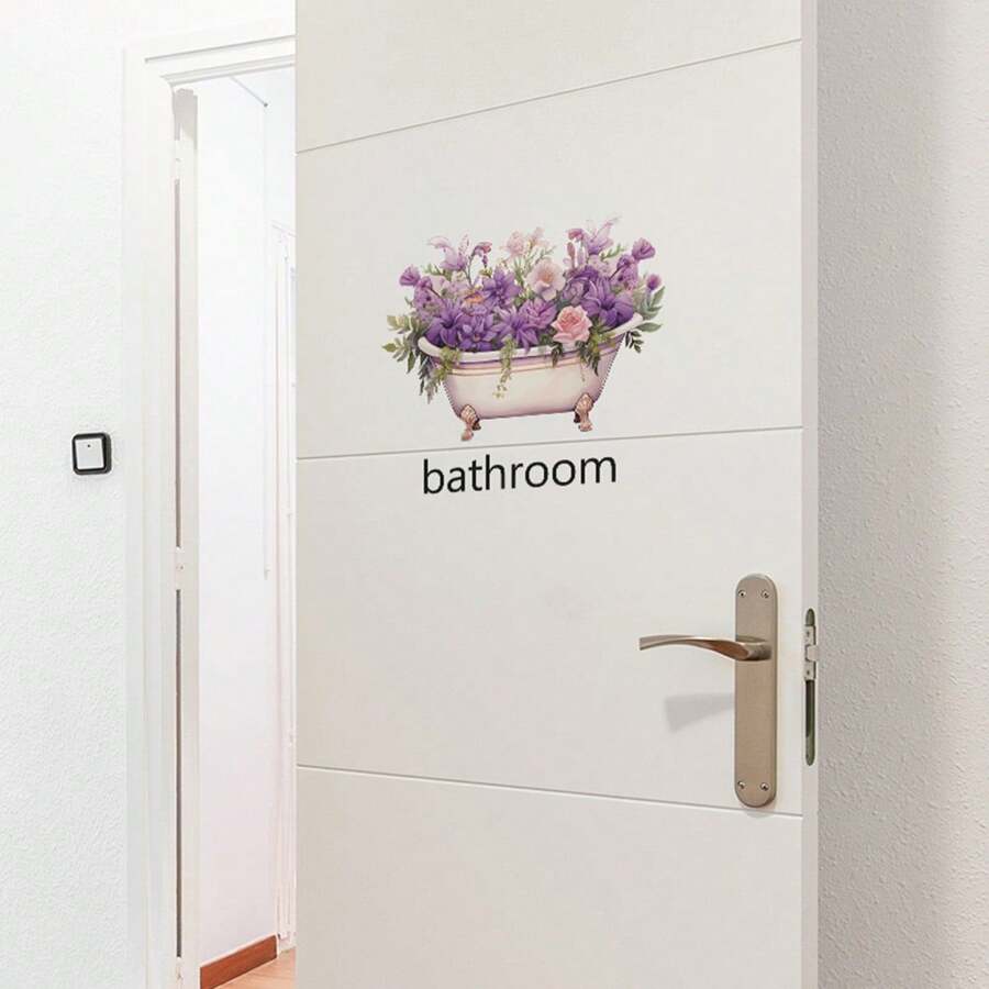 1pc Beautiful Bathroom Bathtub Flower Wall Sticker Self-Adhesive Decal ...