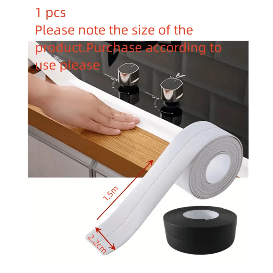1 Roll Black Bathroom Sealing Tape, Shower/Tub Waterproof PVC Adhesive ...