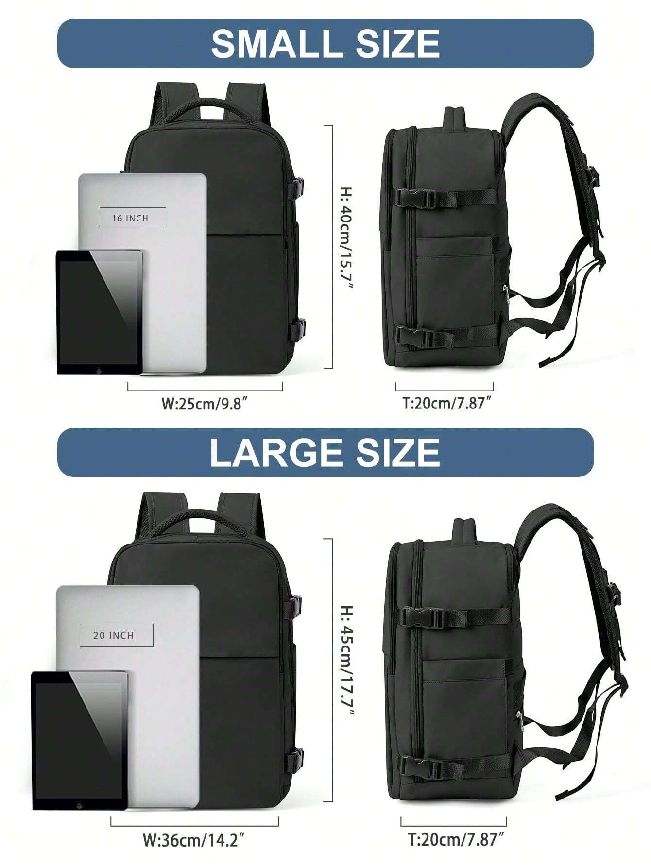 Cabin Bag 40x20x25 Carry On Backpack Travel Backpacks Flight Approved ...