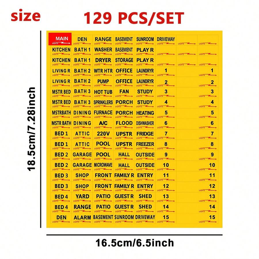 129pcs Self-Adhesive Circuit Breaker Box Label Sticker, Weather ...