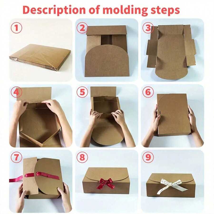 10pcs Solid Color Boxes With Lid And Ribbon, Party Favor Decoration ...