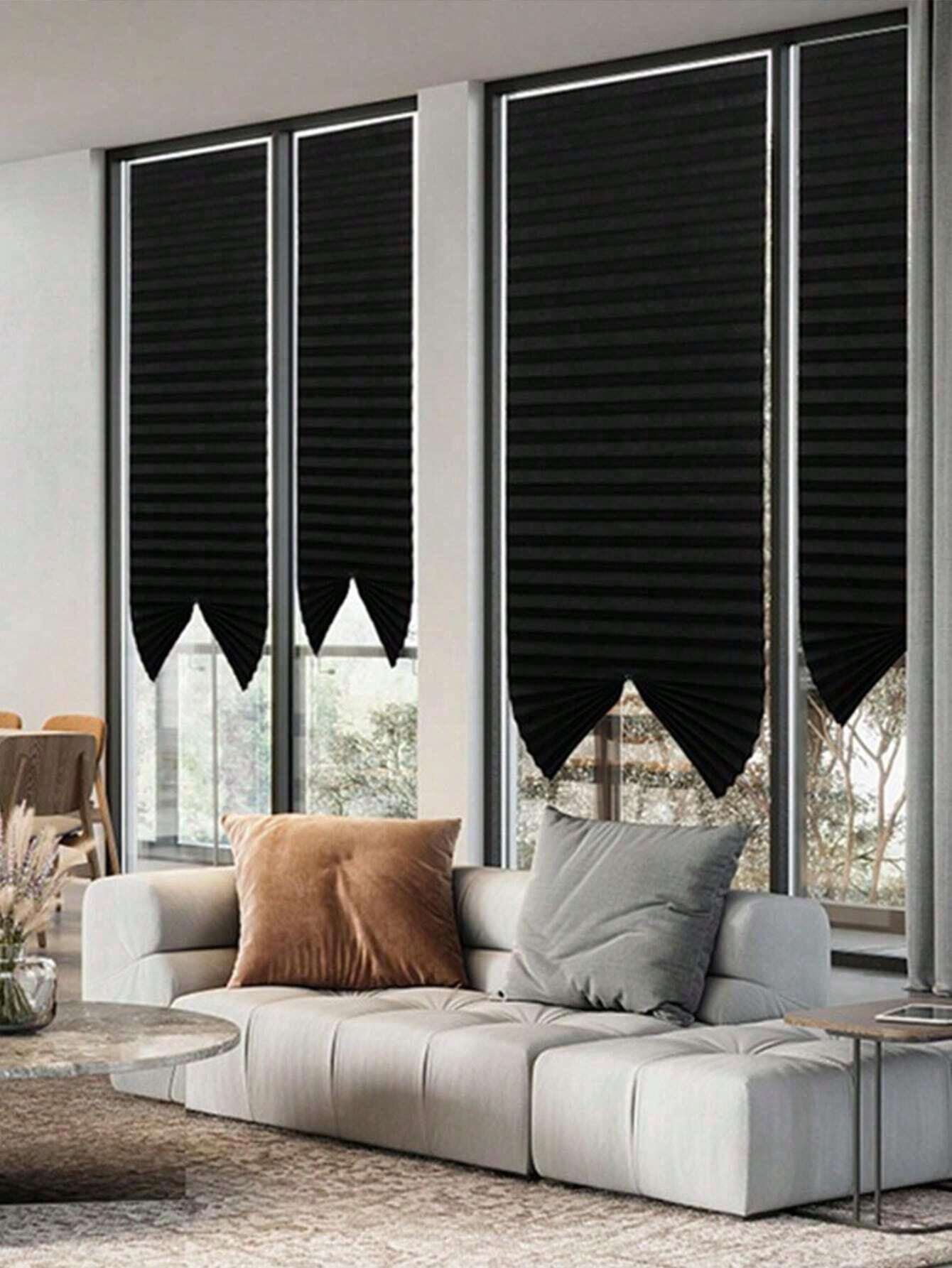 Self-Adhesive Pleated Shade Curtain, Temporary Blackout Shade, Cordless ...