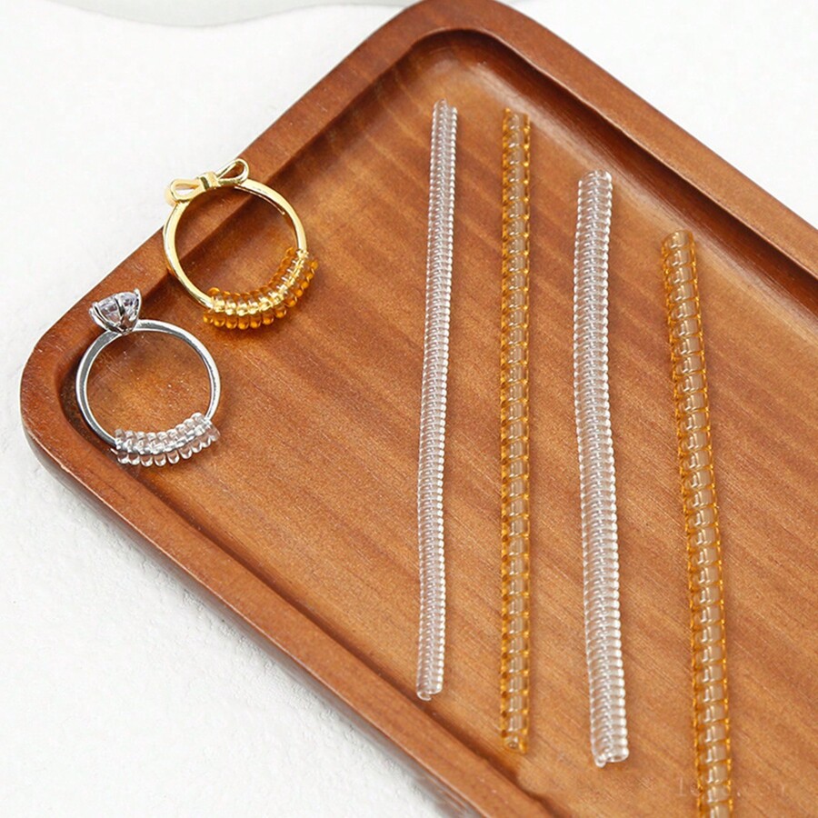 1set/8pcs Adjuster Rings For Thin Ring Bands, Transparent Elastic Coil ...