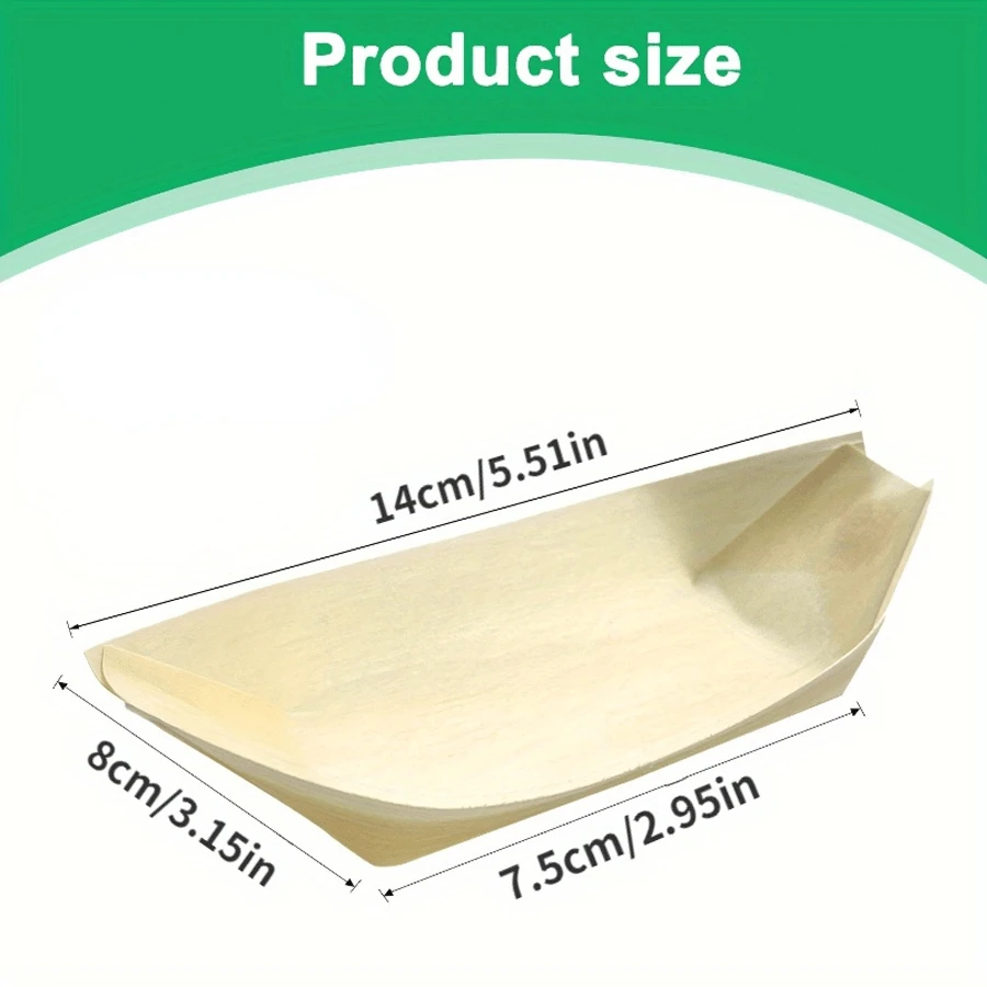 50PCS,Wooden Sushi Boats, 5-Inch Disposable Appetizer Snack Serving ...