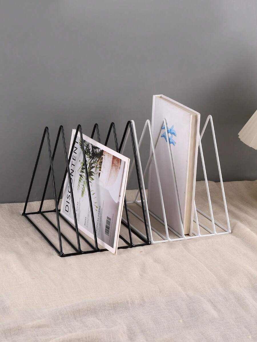1pc Desktop Iron Triangle Bookshelf, Creative Minimalist Style ...