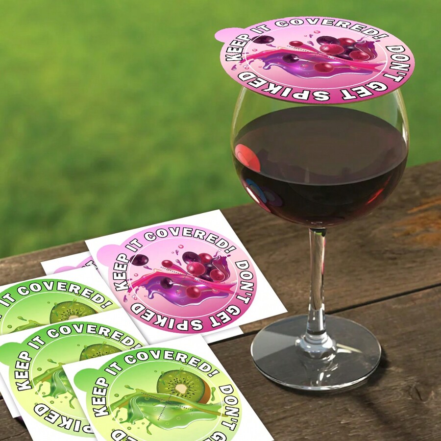 60 Pack Alcohol Protection Drink Cup Cover Protector Stickers - 4 Inch ...