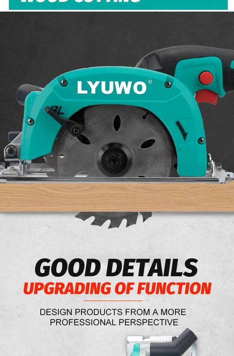 LYUWO High Power Single Hand Saw, Lithium Electric Circular Saw, Wood ...