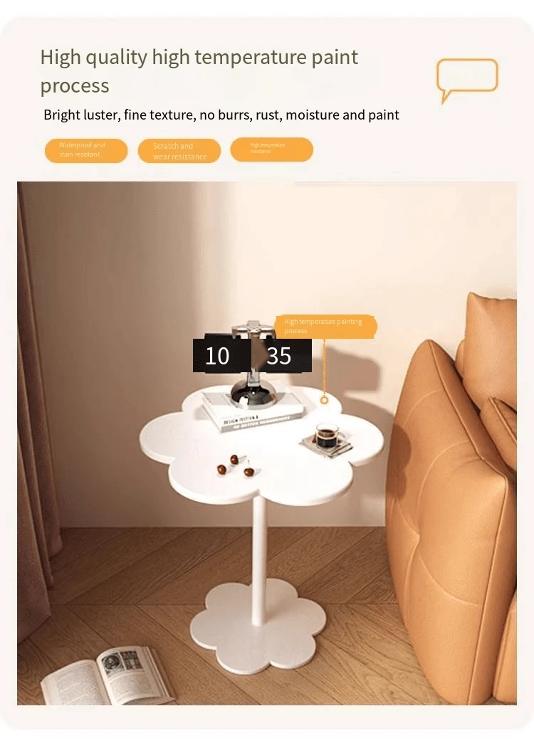 Creamy Sofa Side Table, White Mobile Mini Balcony Iron Art Small Table ...