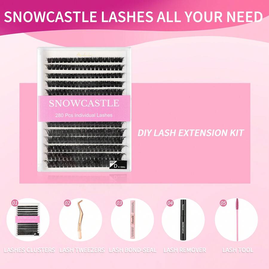 Lash Extensions Kit C D Curl 9-16MM Eyelash Extension Kit 60p 280Pcs ...